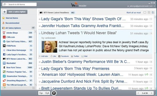 WebReader: Google Reader Desktop Software